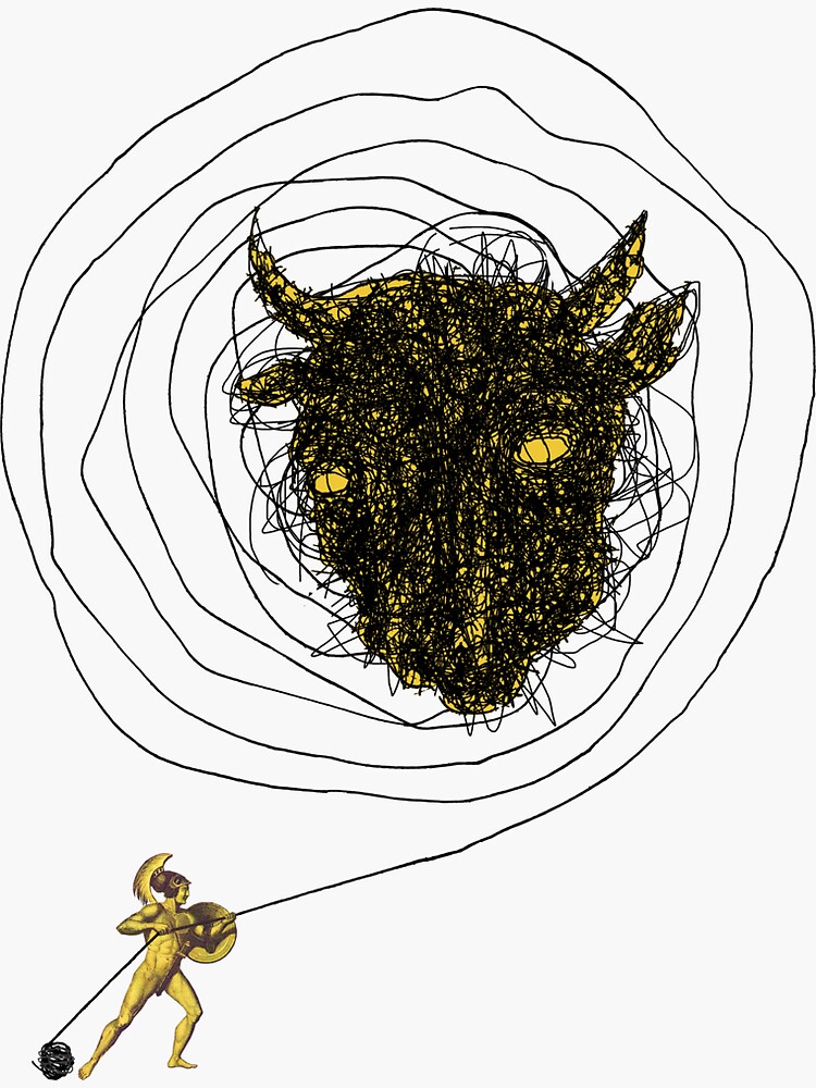 "Theseus, the Minotaur, and the Thread Maze" Sticker for Sale by ...