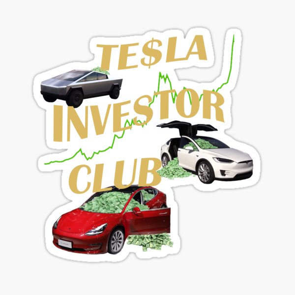 "Tesla Investor Club (GOLD)" Sticker for Sale by Aequo | Redbubble