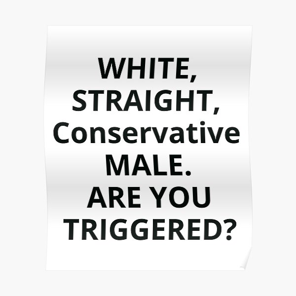 "White Straight Conservative Male Are You Triggered" Poster for Sale by ...