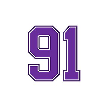 "Purple Number 91 lucky sports jersey ninety one" Sticker for Sale by ...