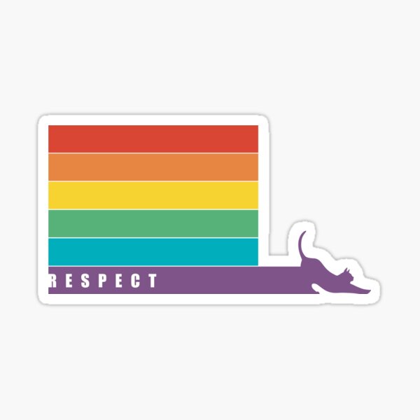 "pride flag with cat, respect" Sticker for Sale by clemsarts | Redbubble