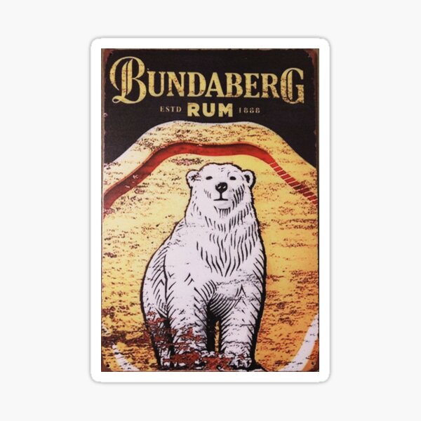 "Vintage Bundaberg Rum White Bear Design" Sticker by imaskurun | Redbubble