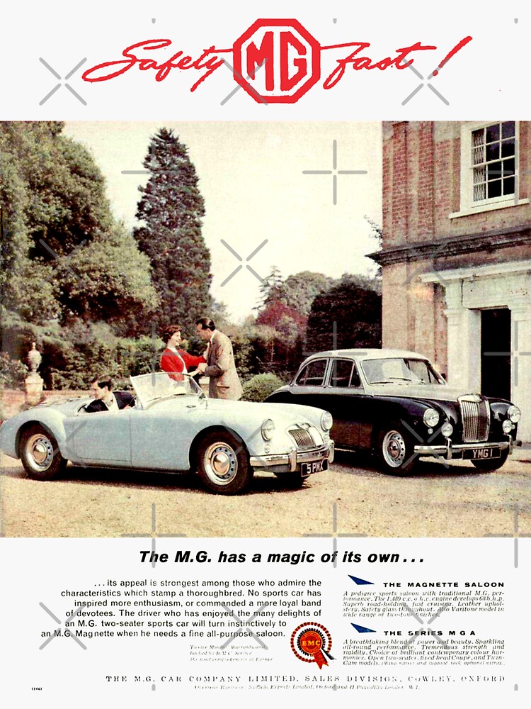 "MG MGA - MG MAGNETTE - ADVERT" Sticker for Sale by ThrowbackM3 | Redbubble