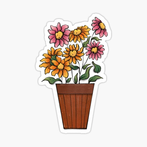 "Flower vase " Sticker for Sale by PINKKYDesign | Redbubble