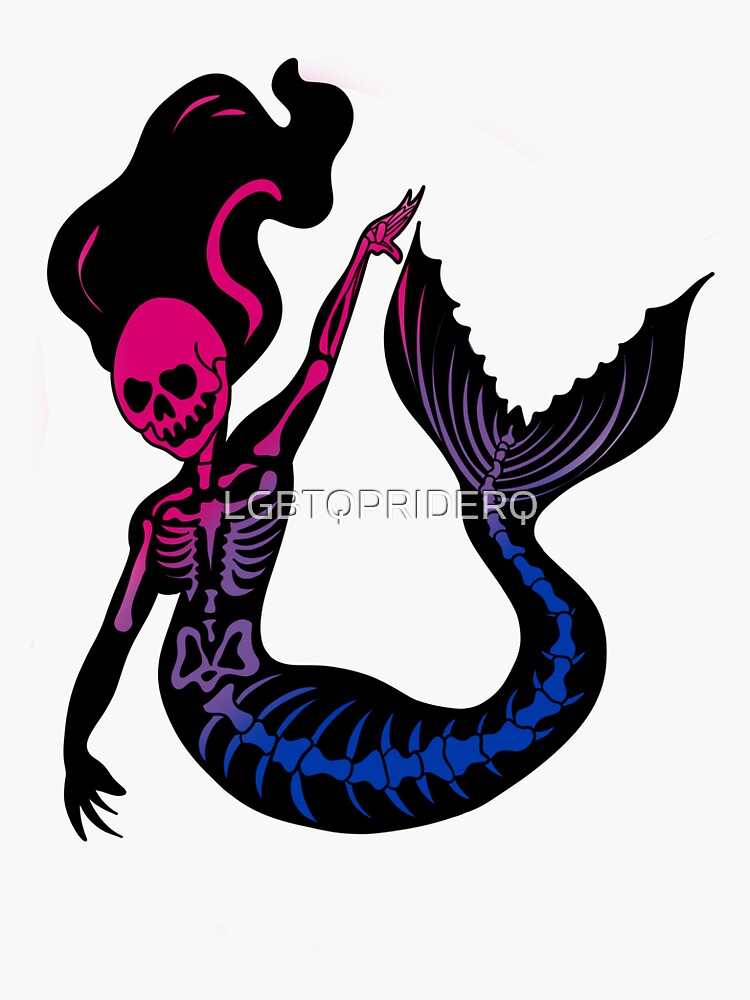 "LGBTQ Bisexual Skeleton Mermaid " Sticker for Sale by LGBTQPRIDERQ ...