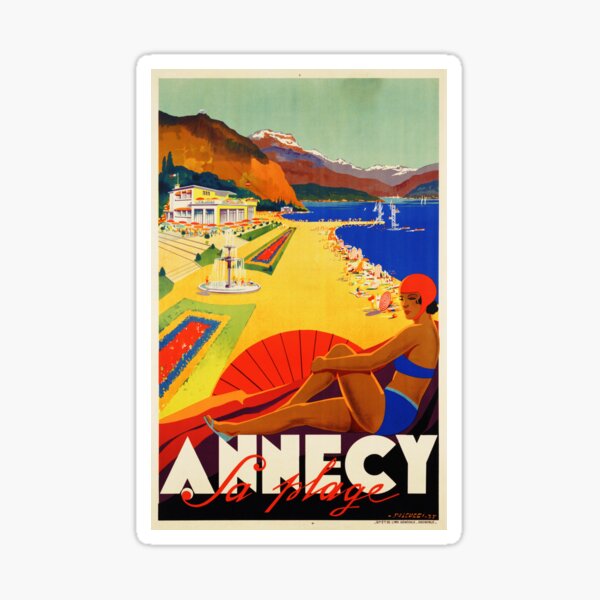 "LAC D' ANNECY The Beach 1935 by Robert Falcucci Vintage French Travel ...