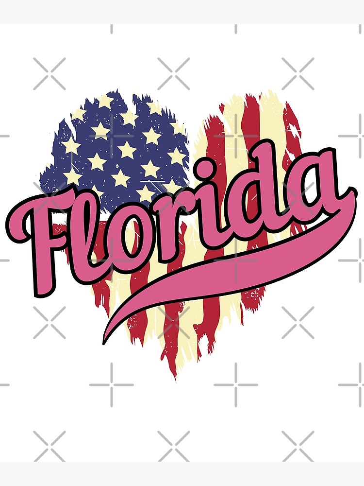 "Florida Country Girl Hearts American Flag Pink Vintage" Poster for ...