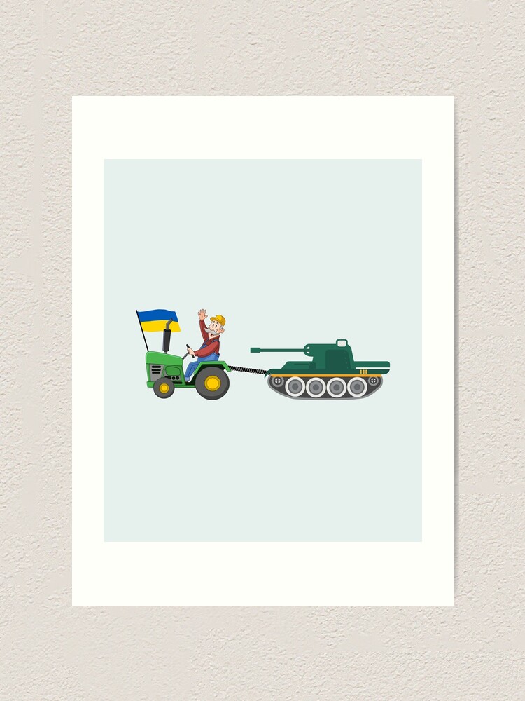 "Ukrainian Farmer Tractor Steals Russian Tank Funny Meme" Art Print by ...
