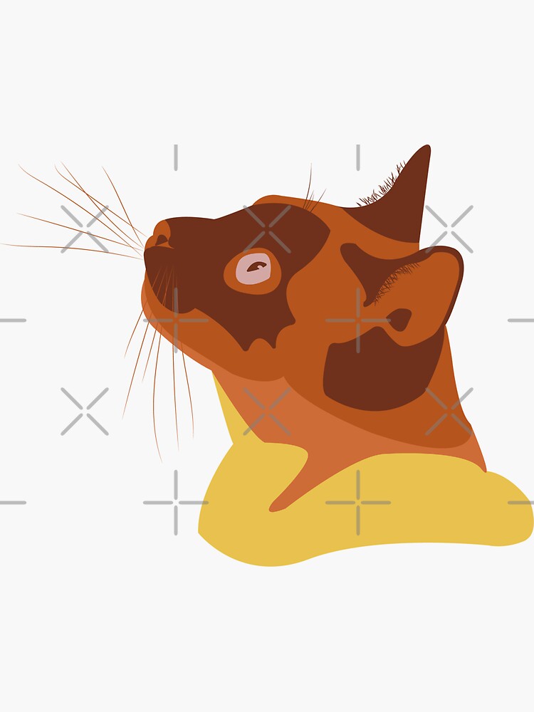 "Saron Orange Siamese Cat Digital Illustration" Sticker for Sale by ...