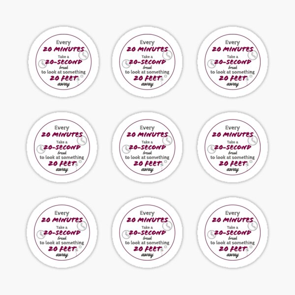"20-20-20 Rule sticker" Sticker for Sale by Melogranodesign | Redbubble