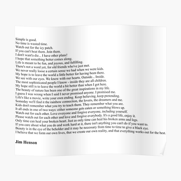 "Jim Henson Quotes " Poster for Sale by DanielleFrost | Redbubble