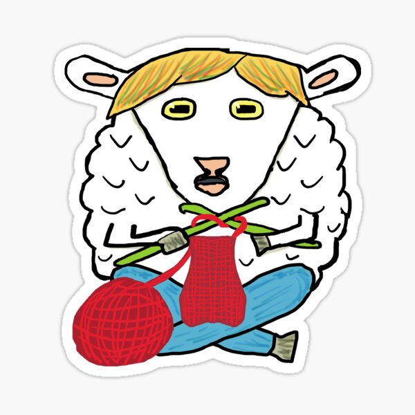 "Funny Knitting Sheep" Sticker for Sale by Mark-Ewbie | Redbubble