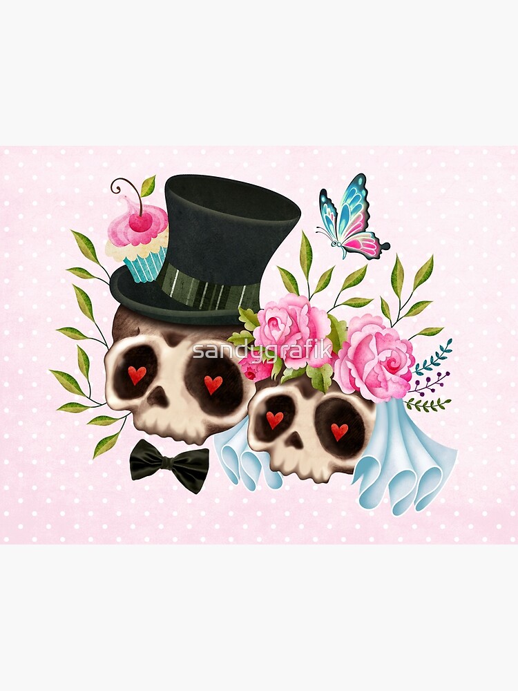 Sugar Skull Bride And Groom Day Of The Dead Folk Art Sugar Skulls