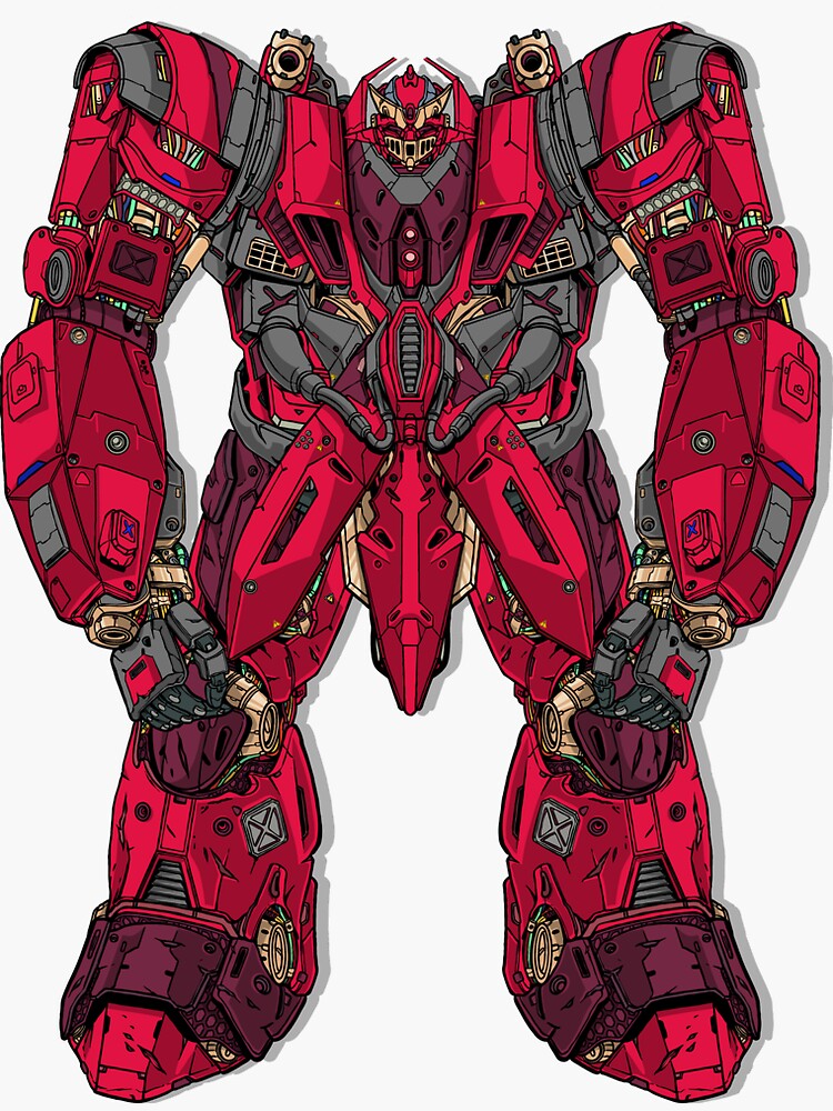 "Futuristic red giant mecha illustration premium vector" Sticker for ...