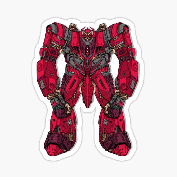 "Futuristic red giant mecha illustration premium vector" Sticker for ...