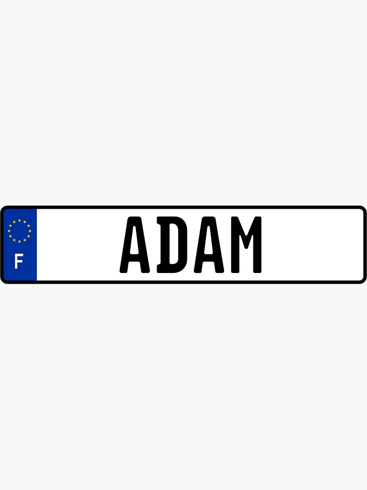 "French License Plate Adam" Sticker for Sale by custom-plates | Redbubble