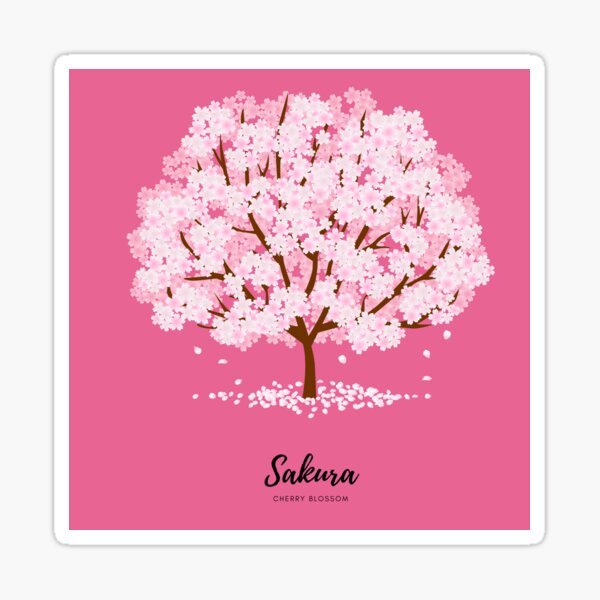 "pink Sakura tree" Sticker for Sale by ModernMalls | Redbubble