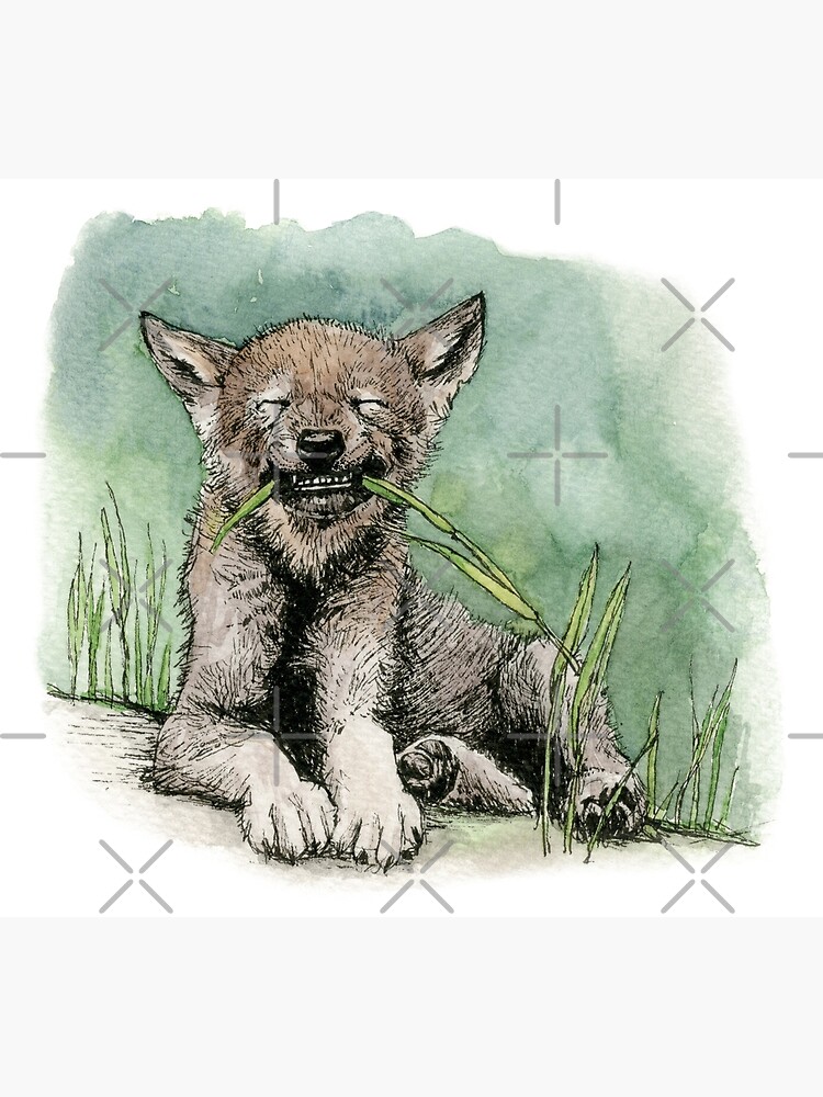 "Baby Wolf Cub Smiling" Poster for Sale by mariavaljaart | Redbubble