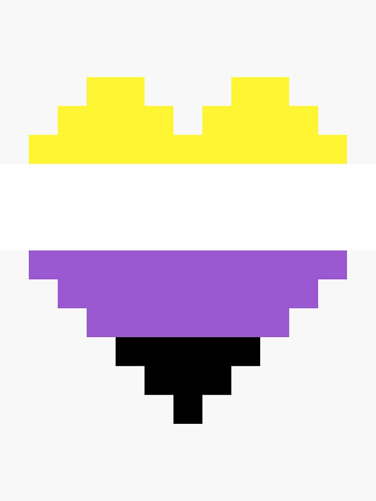 "Non-binary flag pixel heart" Sticker for Sale by RandomlyRainbow | Redbubble