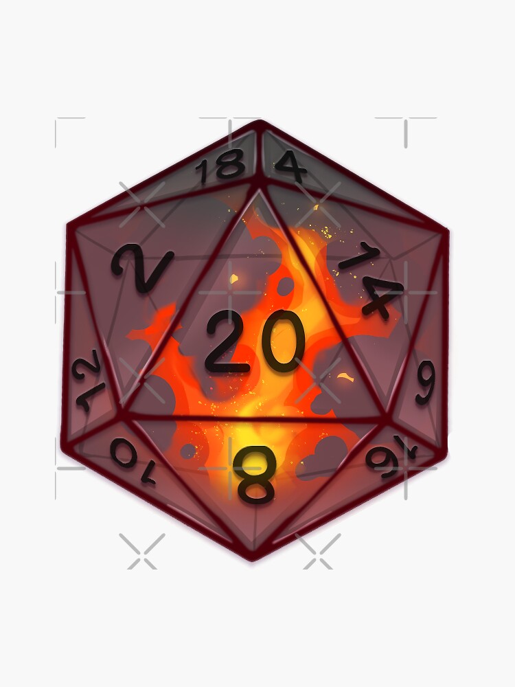 "Elemental Fire Dice D20, Rpg Gaming" Sticker for Sale by ...