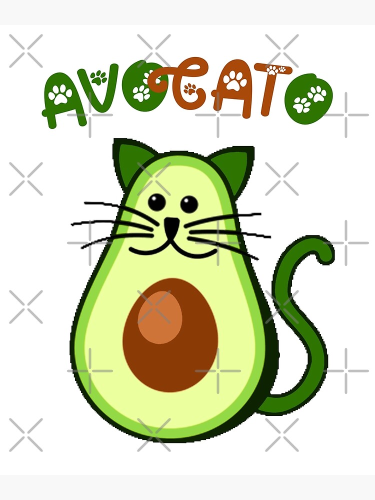 "Cute cat with avocado" Poster for Sale by ROSI-STORE | Redbubble