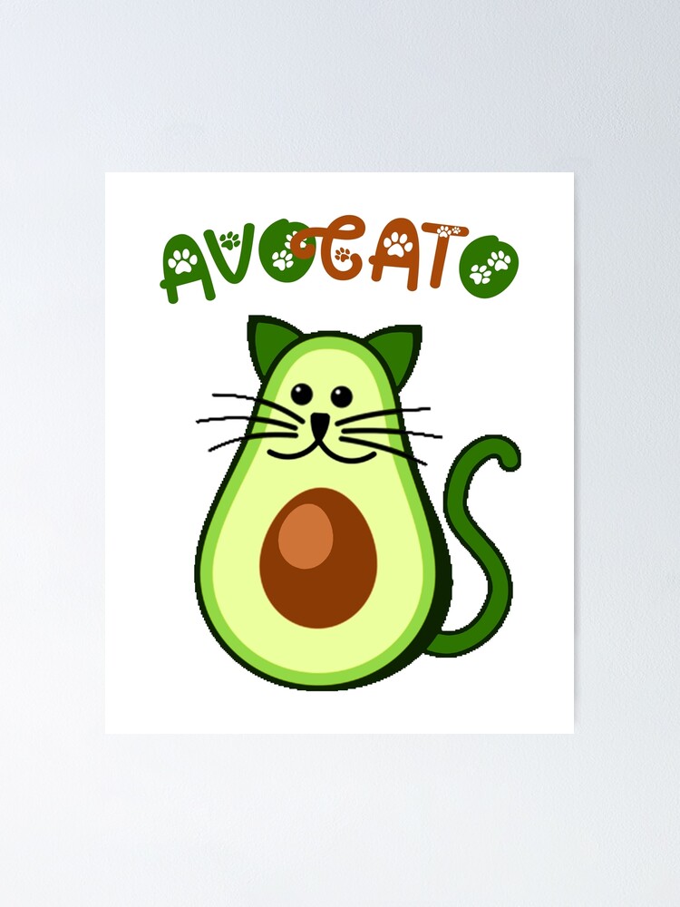 "Cute cat with avocado" Poster for Sale by ROSI-STORE | Redbubble