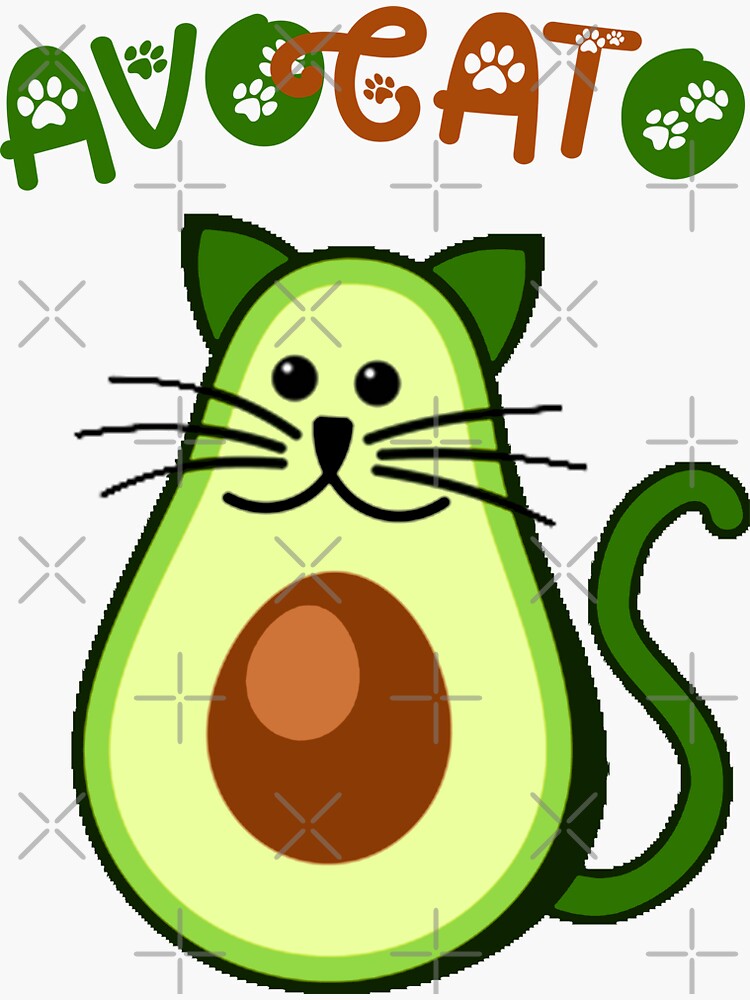 "Cute cat with avocado" Sticker for Sale by ROSI-STORE | Redbubble