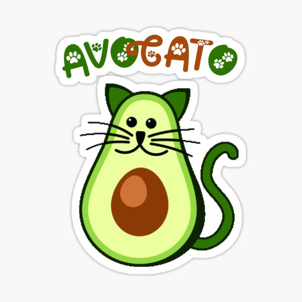 "Cute cat with avocado" Sticker for Sale by ROSI-STORE | Redbubble