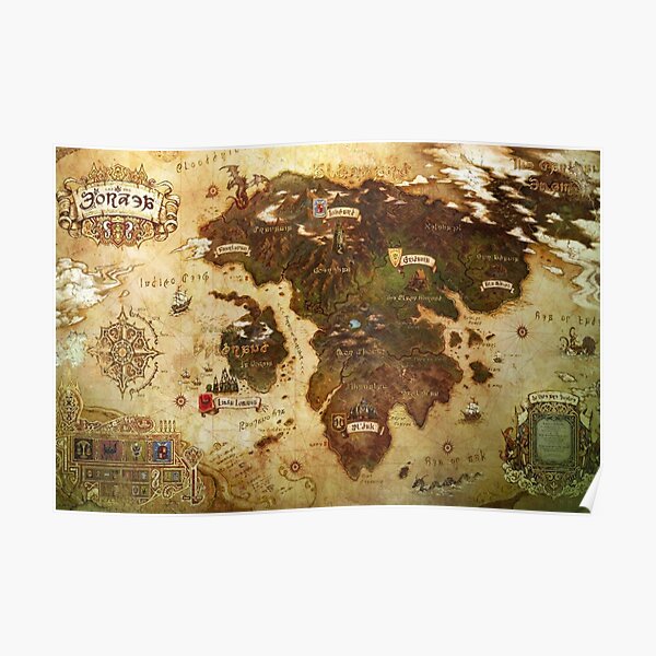 "Eorzea FFXIV Map" Poster for Sale by ChadsHouse | Redbubble