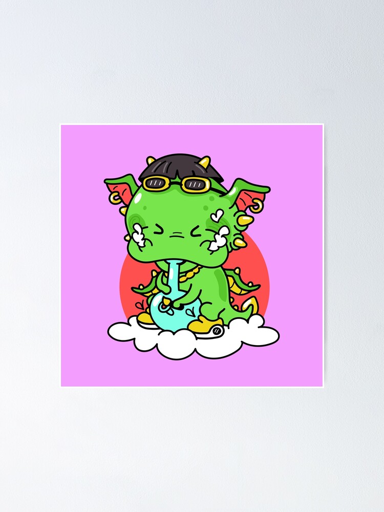 "Puffy the Dragon - magical weed smoking dragon" Poster for Sale by ...