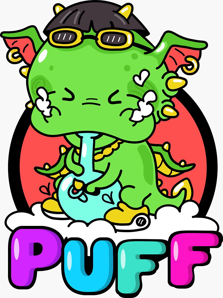 "Puff puff Dragon - magical weed smoking dragon" Sticker for Sale by ...