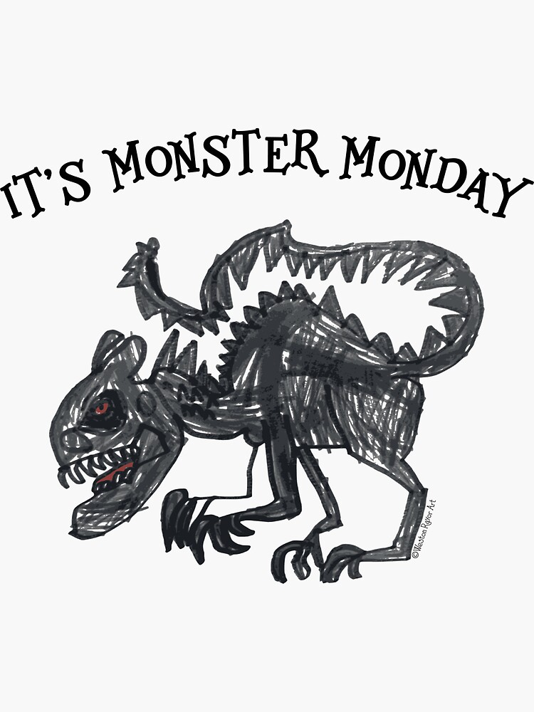 "Monster Monday cute kid art by Weston Rayor" Sticker for Sale by ...