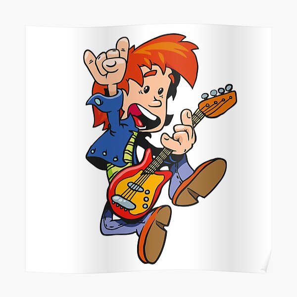 "cartoon rock singer, cartoon hand drawn rock singer," Poster for Sale ...
