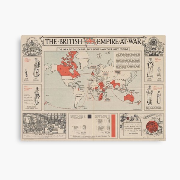 "Vintage British Empire World Map 1916" Canvas Print for Sale by ...