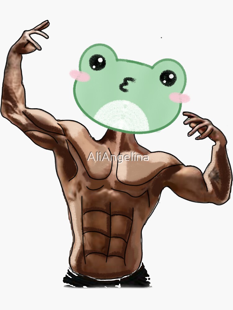 "Kawaii Muscular Frog Man" Sticker for Sale by AliAngelina | Redbubble
