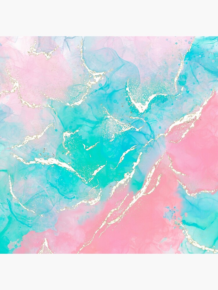 Lámina artística «Patrón de mármol rosa y turquesa con detalles en ...