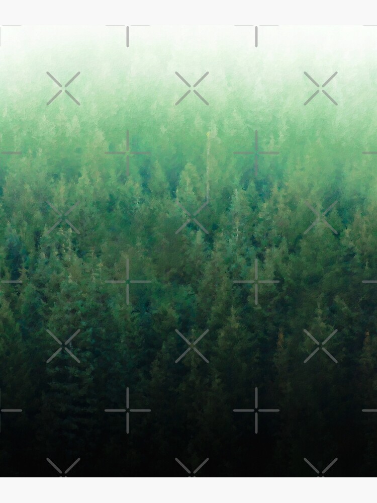 Impression artistique « Dessin de la forêt brumeuse, forêt brumeuse ...