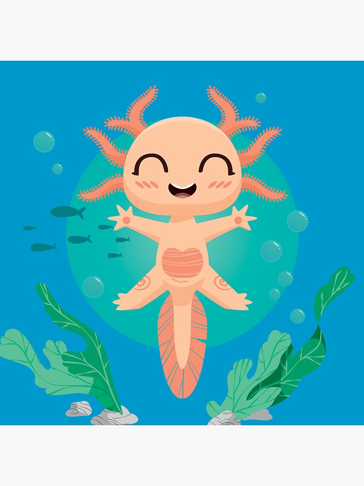 "Cute axlotl Enjoying | Axolotl | Axolotl Design" Art Print for Sale by ...
