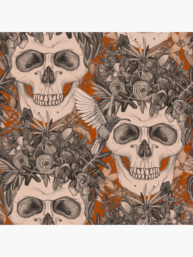 "skull damask rust" Sticker for Sale by scrummy | Redbubble
