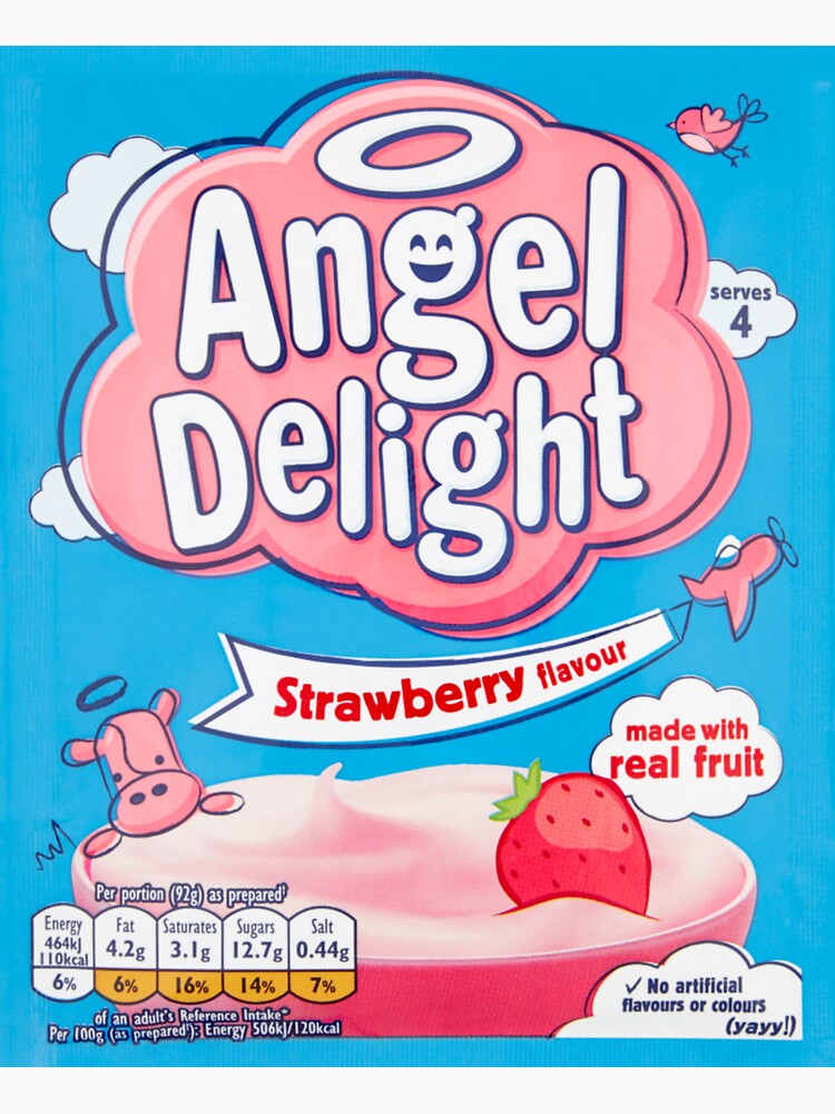 "Angel Delight mousse" Sticker for Sale by TheDumpGang | Redbubble