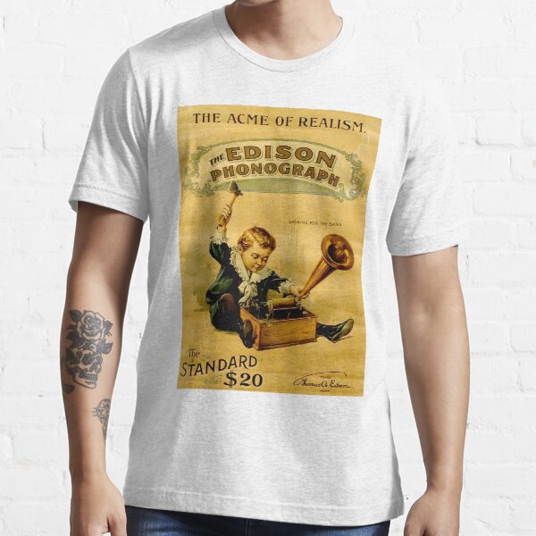 "EDISON PHONOGRAPH; Vintage Pictorial Advertising Print" T-shirt for ...