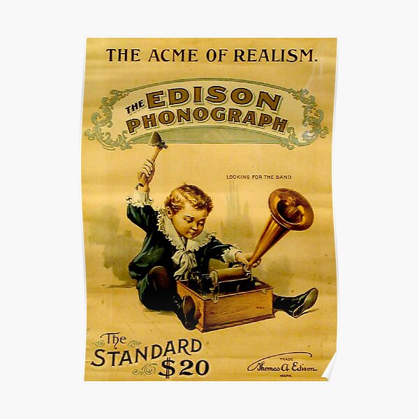 "EDISON PHONOGRAPH; Vintage Pictorial Advertising Print" Poster for ...
