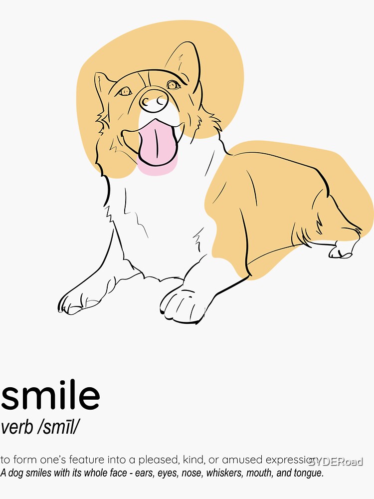 "Smile Definition | Corgi Line Art " Sticker for Sale by SYDERoad ...