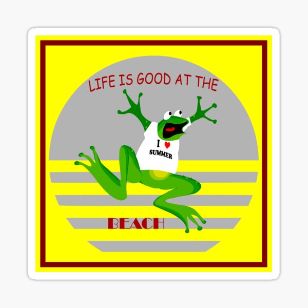 "Cute frog at the beach.I love summer" Sticker for Sale by NFGDesigns ...