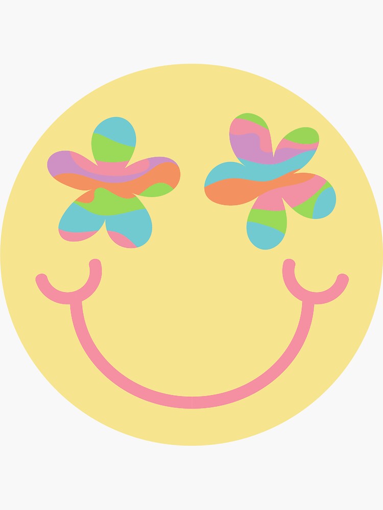 "Groovy Multi-Color Floral Smiley Face :)" Sticker for Sale by ...