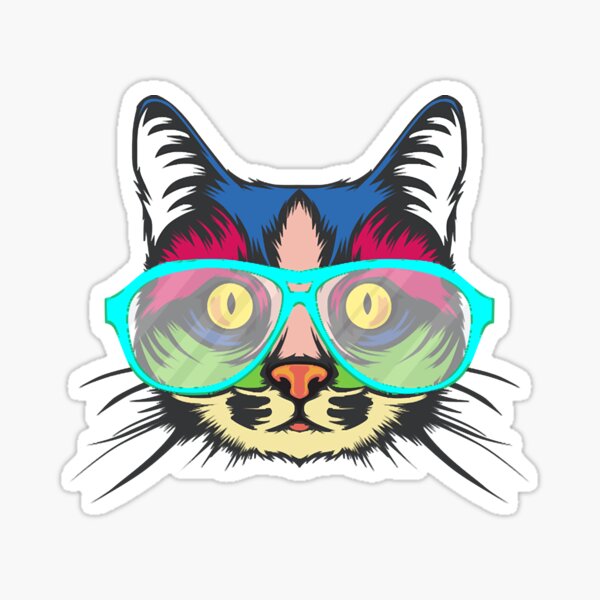 "Cat face wearing beautiful glasses " Sticker for Sale by ...