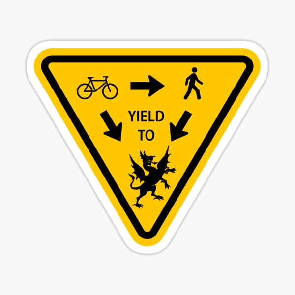 "Dragon Yield Sign" Sticker for Sale by Clusterfudge | Redbubble