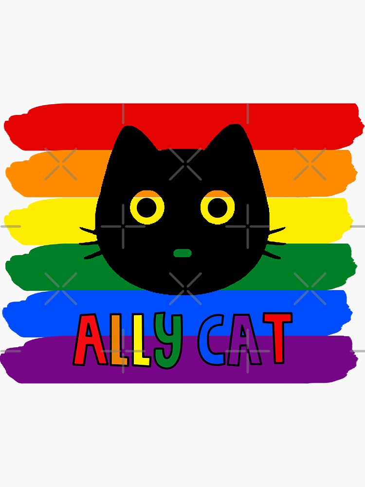 "Ally Cat LGBT" Sticker by Winfreee | Redbubble