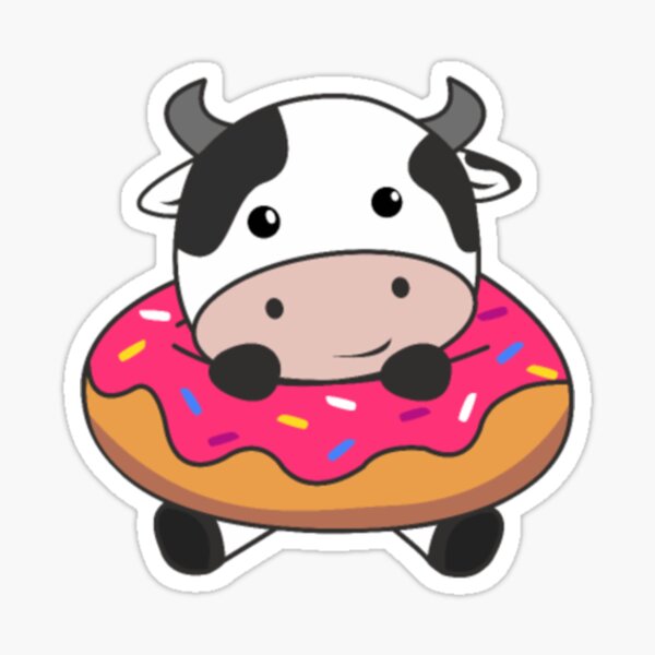 "Cow Farm Animal In Donut Kawaii Cows Donuts" Sticker for Sale by ...