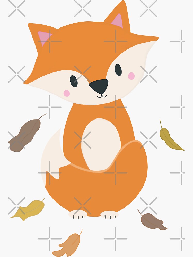 "Cute Autumn Fox Cartoon" Sticker for Sale by de-creartique | Redbubble